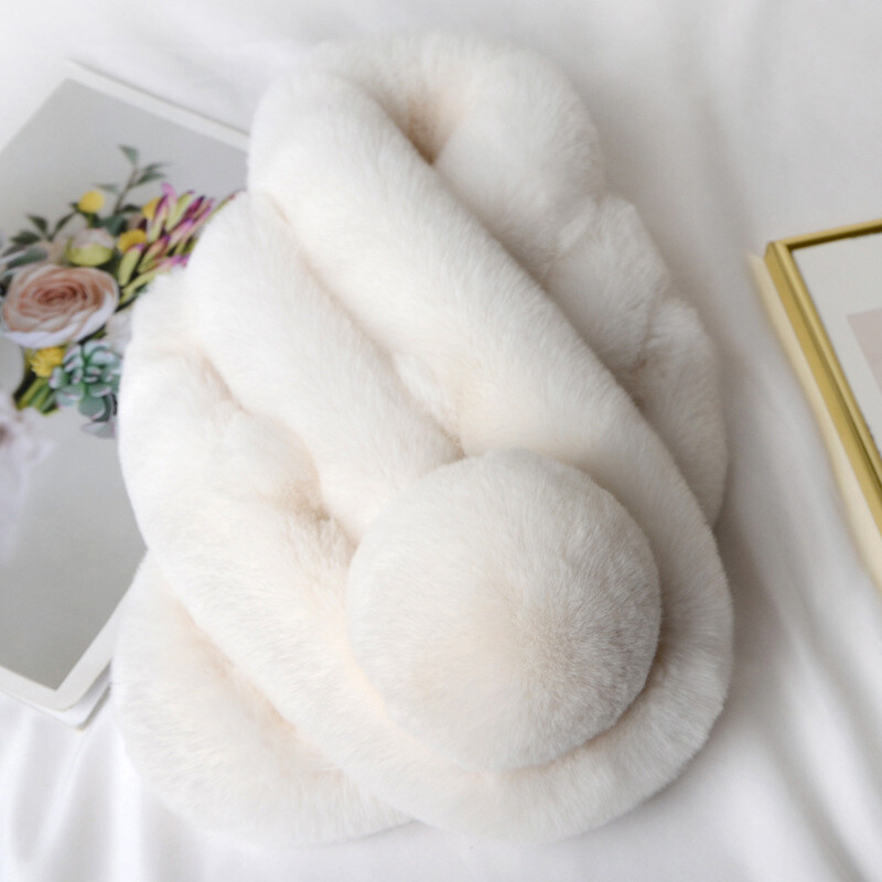 Winter Women Thicken Faux Fur Scarf Neck Warmer Fluffy Wrap Collar ...