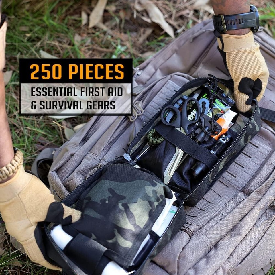 EVERLIT 250pc Survival First Aid Kit IFAK EMT Molle Trauma Bag Camo ...