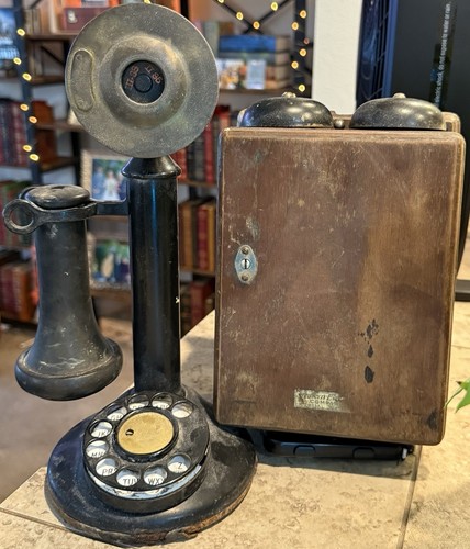 Western Electric 337 Candlestick Phone Telephone Subset Oak Ringer Box ...