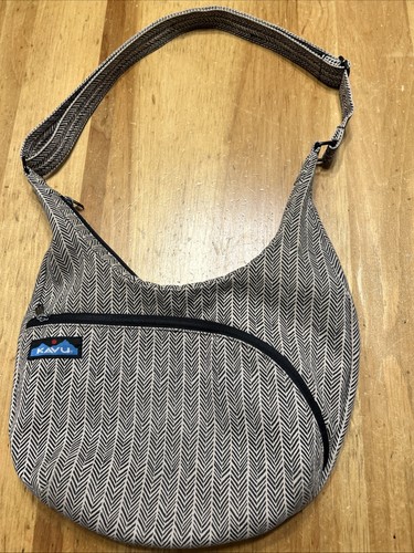 KAVU Sydney Satchel Cross Body Bag Shoulder Purse Brown Black Zig Zag ...