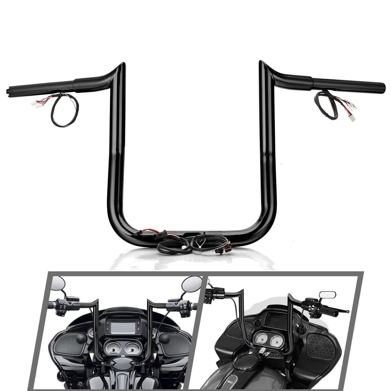 12" Rise 1.25" Fat Black Bagger Bar-Sharp Handlebar For Harley Road ...