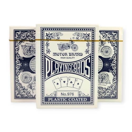 Motor Brand Playing Cards Lot Of 3 High Quality Plastic Coated Blue No ...