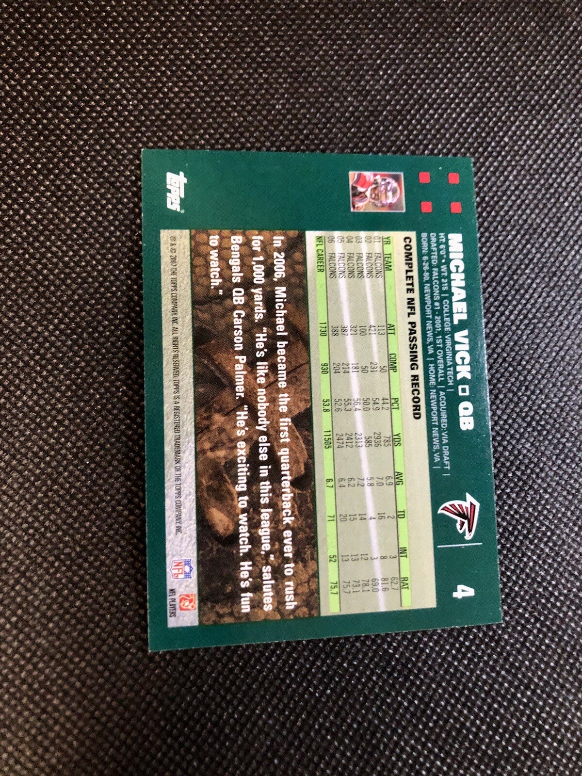 2007 Topps Michael Vick #4 Atlanta Falcons NFL | eBay