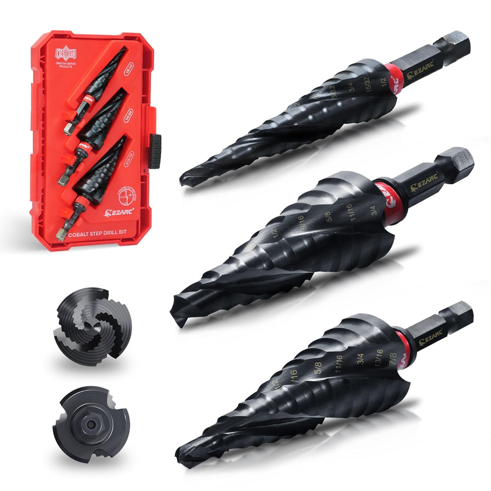 Step Drill Bit for Metal, M35 Cobalt Unibit Step Drill Bit Set 1/8"-7/8 ...