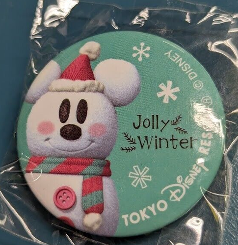 Mickey Snowman Jolly Tokyo Disney NEW Badge Button Pin Pinback 1.5 ...