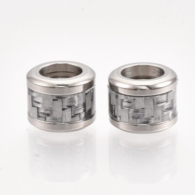 5pc 304 Stainless Steel Weave Column Beads – 10mm – Large Hole 6mm -Fit ...