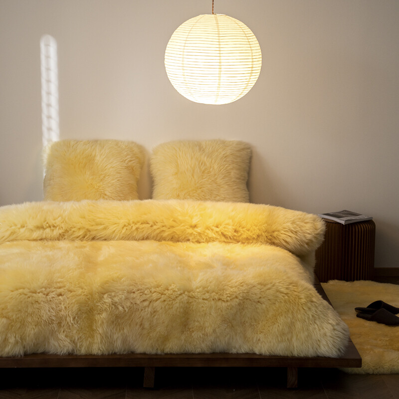 100% Pure Sheepskin Bed Mat Queen King Bed Cover Warm Australian Wool ...