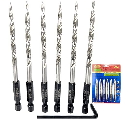 FTG USA Replacement Tapered Countersink Drill Bit Set 6 Pc #10 3/16 ...