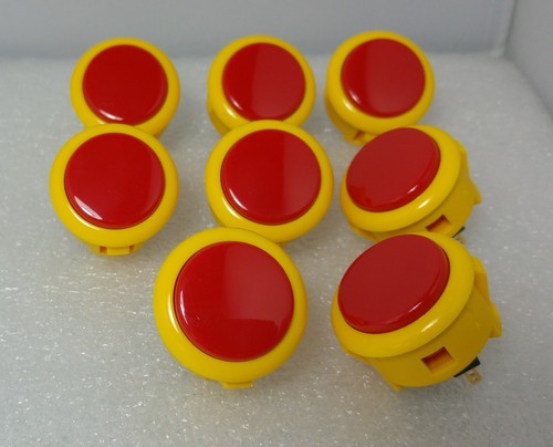 Japan Sanwa Buttons Mix Yellow Red x 8 pcs Video Game Arcade Parts OBSF ...