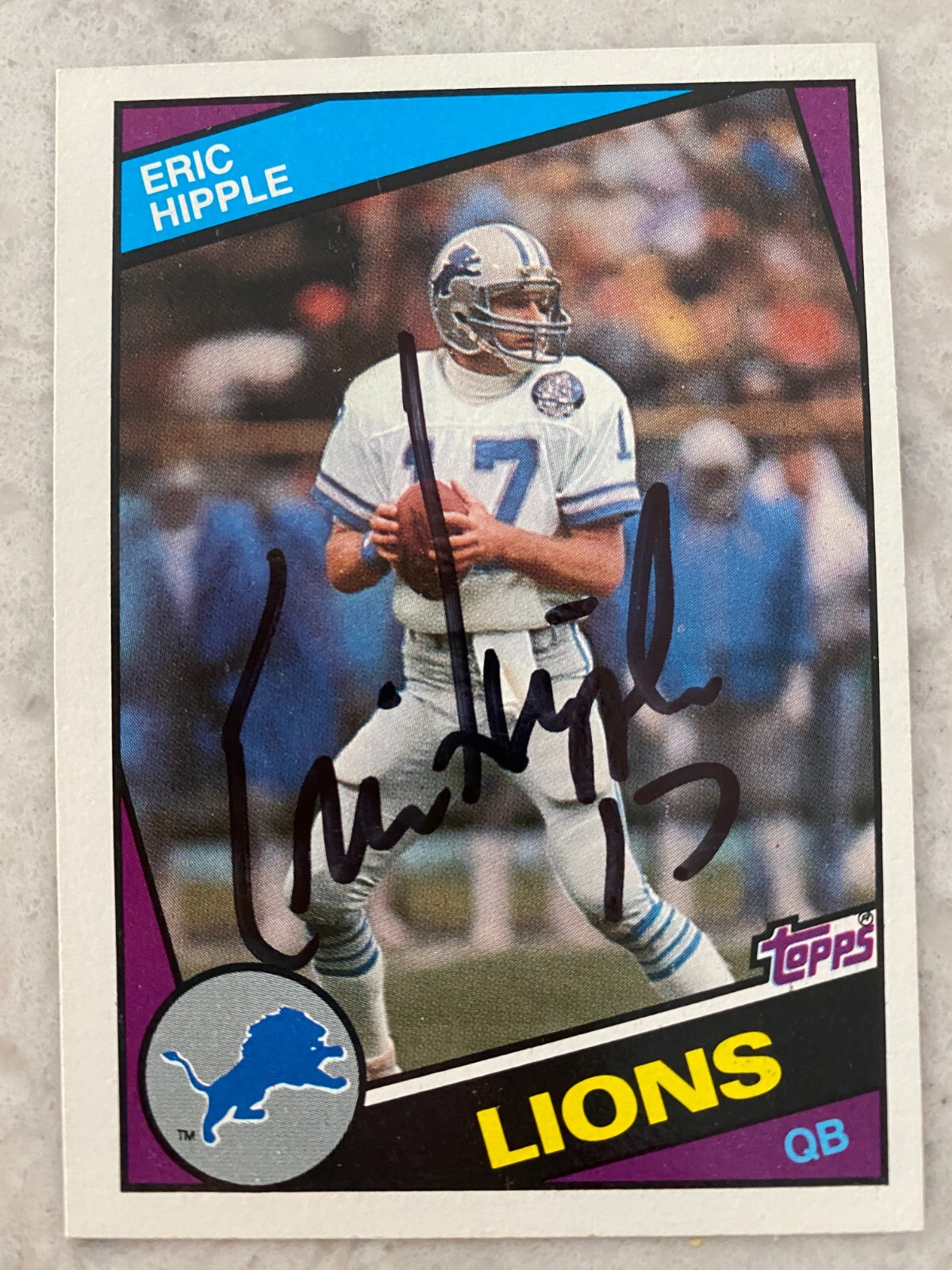 Eric Hipple Signed DETROIT LIONS Card 1984 Topps | eBay