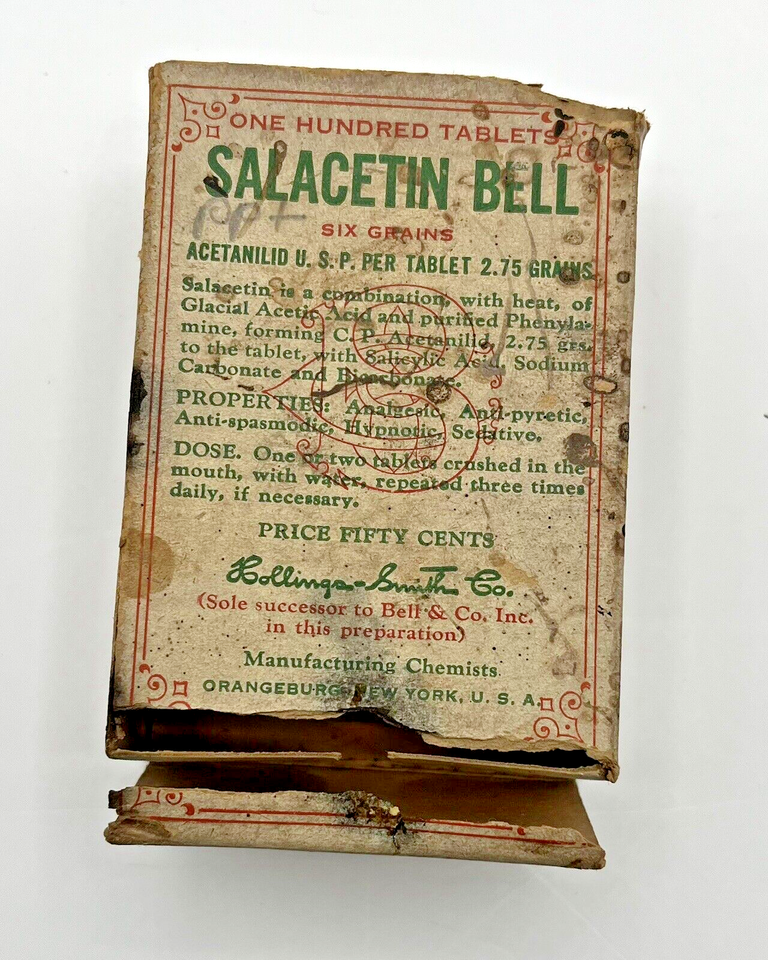 Antique Sealed Hollins-Smith Acetanilid Tablets Embossed New York Quack ...
