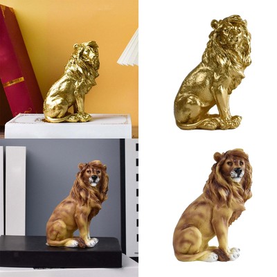 Small Lion Statue Modern Animal Figurine for Bedroom Bookshelf Coffee ...