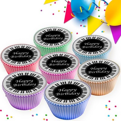 PIANO KEYS HAPPY BIRTHDAY EDIBLE CUPCAKE TOPPERS DECORATIONS 1573 | eBay UK