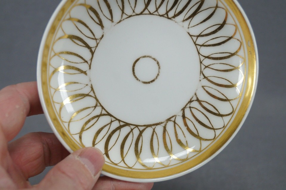 Old Paris Porcelain Hand Painted Blue Floral & Gold Empire Tea Cup C ...