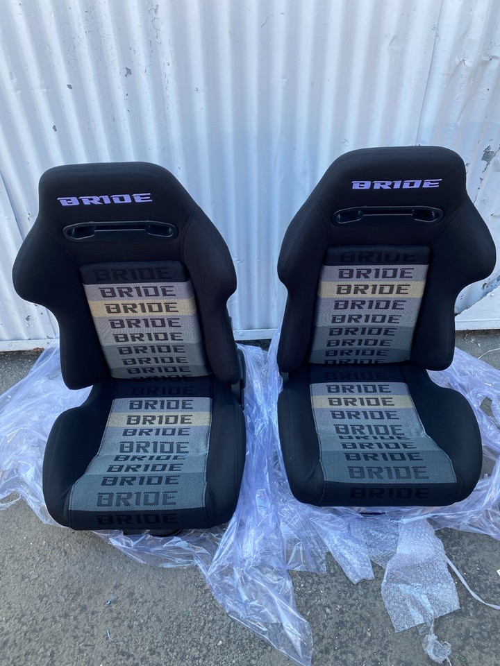 2x Bride Grey/Black Gradient Bucket Recliner Car Racing Sport Seat ...