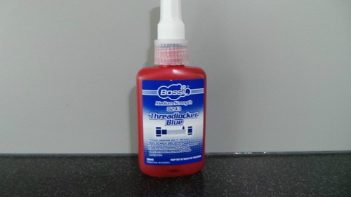 LARGE 50ml BOSSIL BS-8243 BLUE MEDIUM STRENGTH THREAD LOCK SIMILAR TO ...