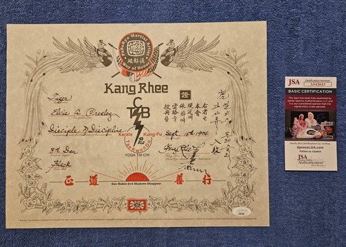Elvis Presley Kang Rhee Autographed 8th Degree Blackbelt TCB ...