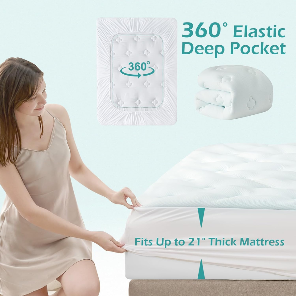 Memory Foam RV Short Queen Mattress Topper - 60x75 Inches, Deep Pocket ...