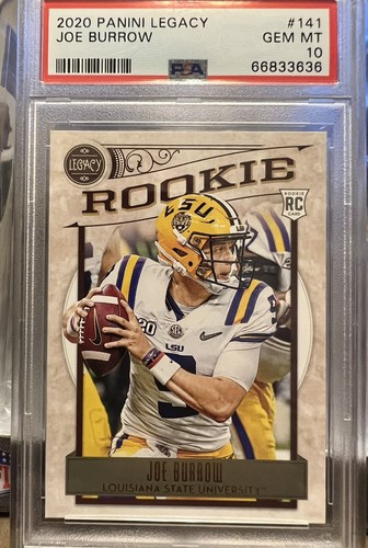 JOE BURROW 2020 Panini Legacy ROOKIE CARD LSU #141 RC - PSA 10 GEM MINT ...