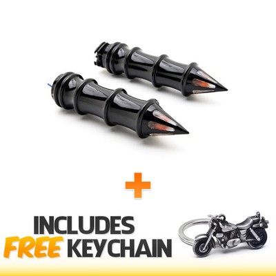 Spike Skeleton Black Turn Signals Bar Ends Hand Grips 1"+Cruiser ...