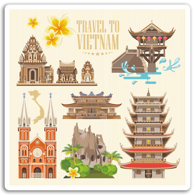 2 x 10cm Vietnam Vinyl Stickers - Asia Cool Travel Sticker Laptop ...