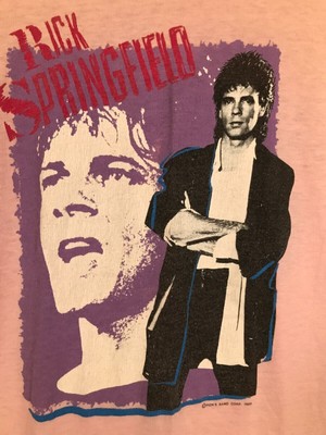 Vintage Rick Springfield 84 World Your T-Shirt Light Pink All Sizes ...