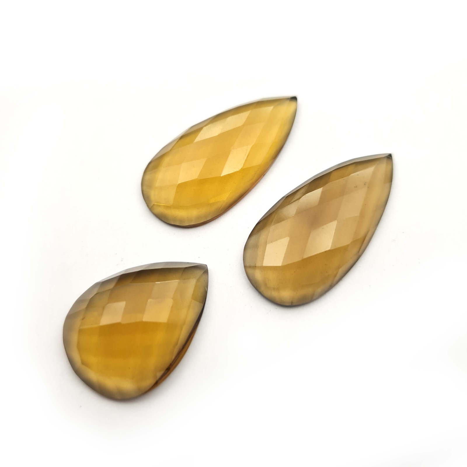 Natural Champagne Quartz Pear Checker Cut Gemstone 3 Pcs 14*28-16*22 MM ...