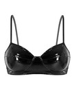 Womens Wet Look PVC Leather Lingerie Set Bra Top with High Waist Briefs ...