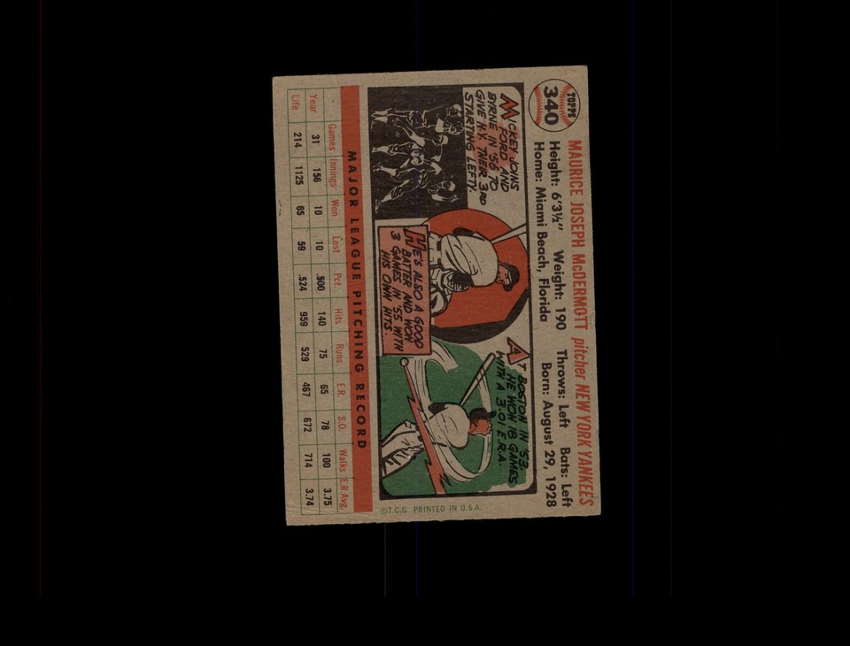 1956 Topps 340 Mickey McDermott VG #D799679 | eBay