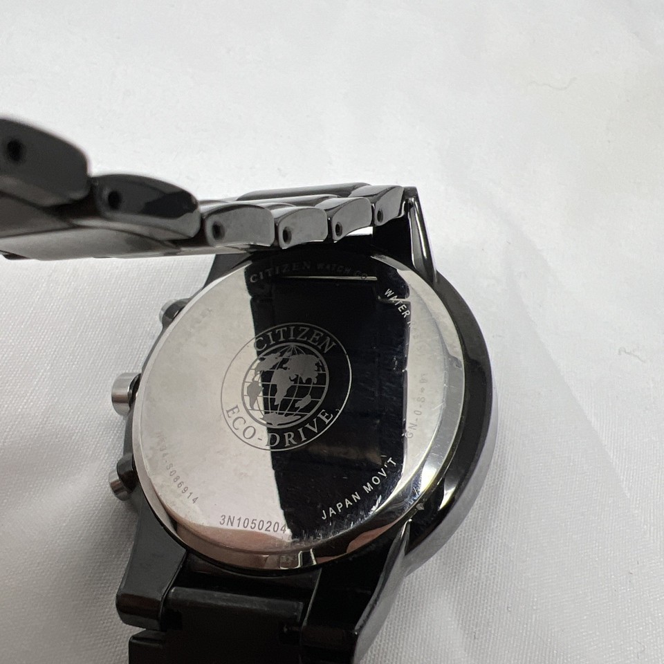CITIZEN AXIOM MULTIFUNCTION BLACK DIAL ECO-DRIVE WATCH H504-S088914 ...