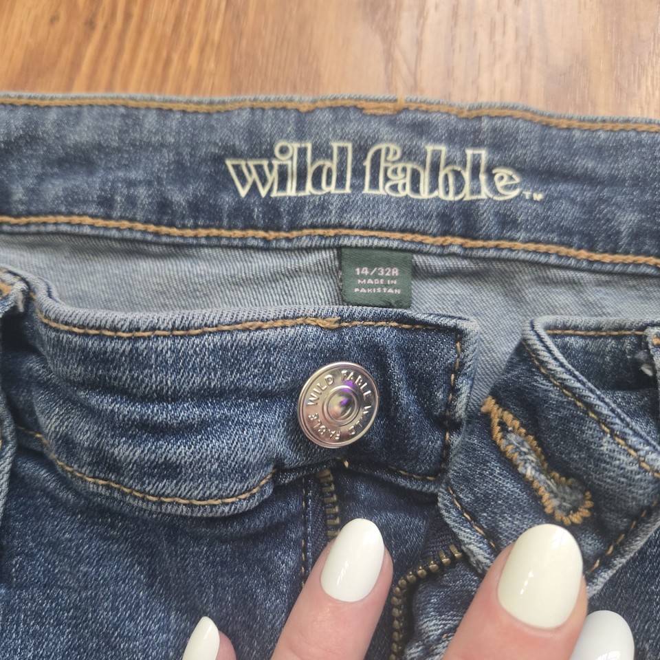 Wild Fable Jeans Women’s 14/32 Blue Denim High Rise Skinny Distressed ...