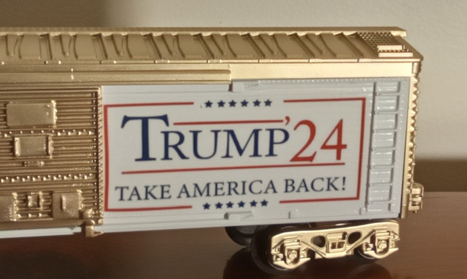 Donald J Trump 2024 O gauge scale train president 45 47 Lionel boxcar ...