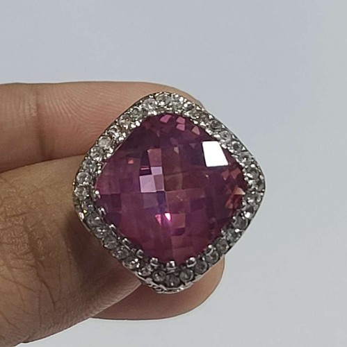 HSN Enhanced Pink Quartz & White Topaz Sterling Silver Ring Pre-owned ...