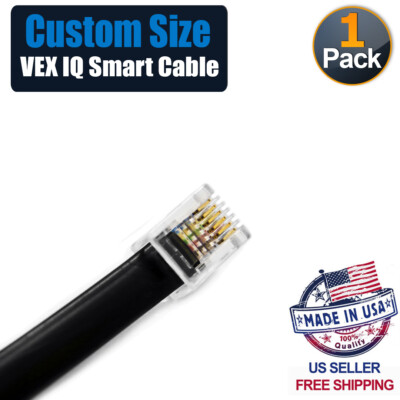 Custom Length VEX IQ Smart Cables 4" - 72" RJ12 6P6C Left Latch Offset ...