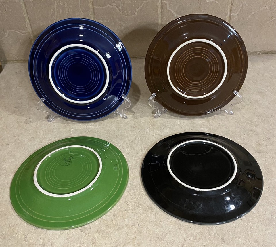 Fiesta Lot of 4 Salad Plates~Cobalt~Chocolate~Shamrock~Black~Fiestaware ...