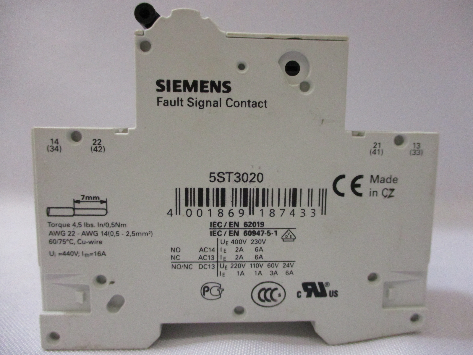 SIEMENS 5SY4103-7 CIRCUIT BREAKER w/5ST3020 FAULT SIGNAL CONTACT | eBay