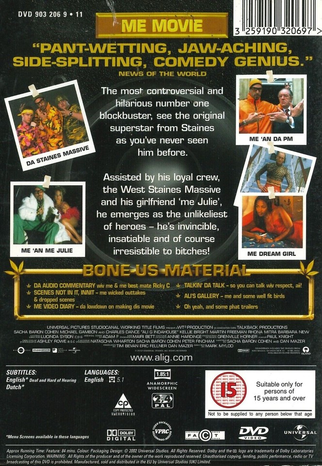 Ali G Indahouse (2002) DVD, Sacha Baron Cohen, Emilio Rivera Region 2 ...