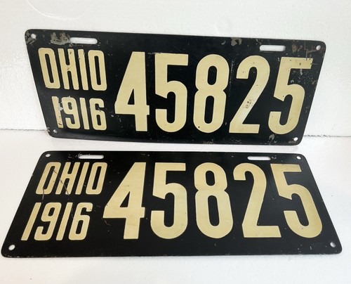 Pair 1916 Ohio License Plates All Original Paint | eBay