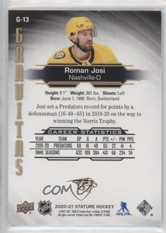 2020-21 Upper Deck Stature Gravitas Roman Josi #G-13 | eBay