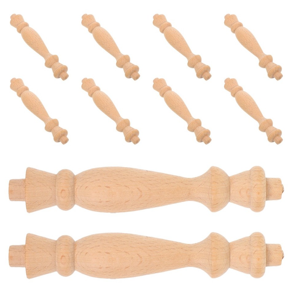 10 Pcs Wood Lamp Finial Decorative Wooden Curtain Finials Unfinished ...