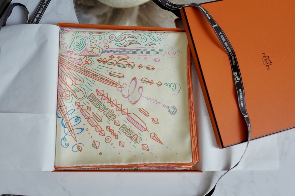 NEW Hermes Please Hold The Line Ac/Vanilla/Bleu 90 silk scarf | eBay