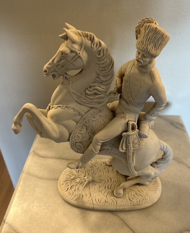 Capodimonte (Crown N) Figurine Horse & Rider Soldier Cossack Prussian ...