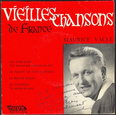 MAURICE VACLE VIEILLES CHANSONS DE FRANCE 45T EP BIEM PACIFIC 90.319 ...