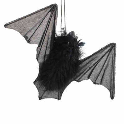 Set of 2 Artificial Feathered Hanging Black Halloween 12" Bats | eBay