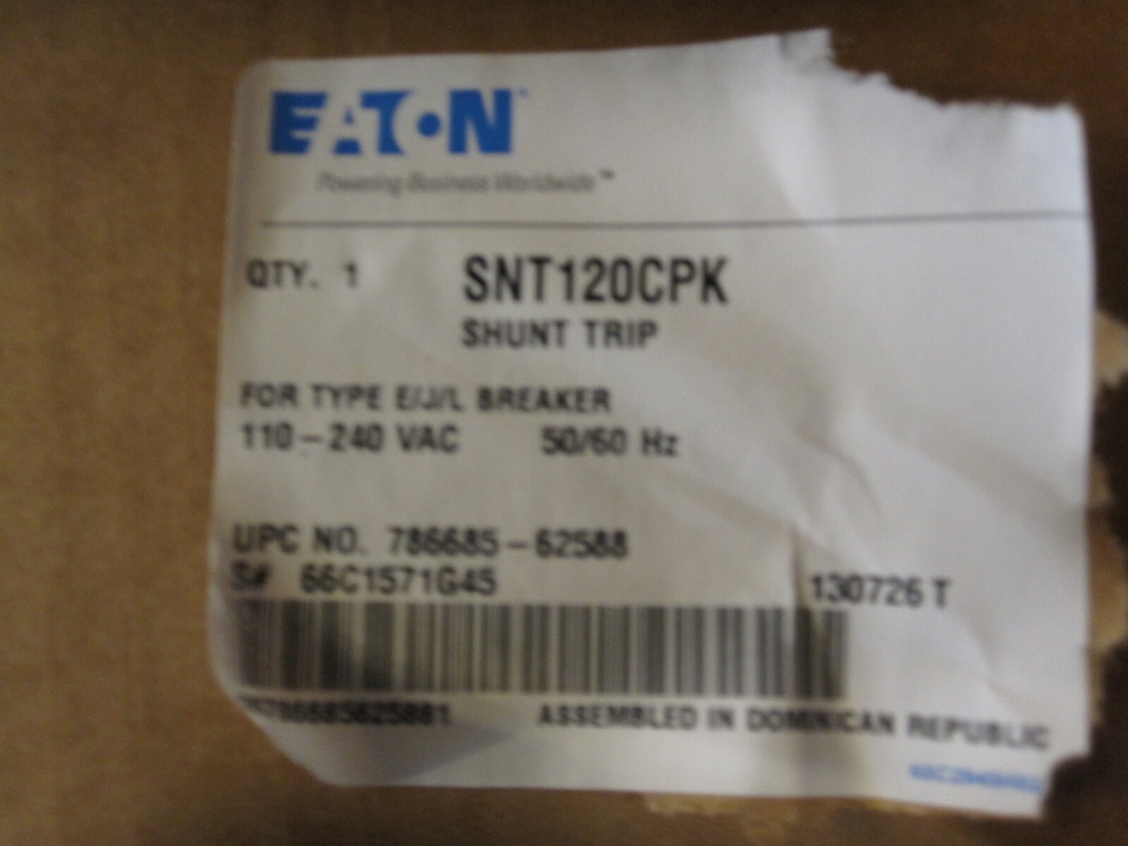 EATON Corporation LGS360032G / LGS360032G New Shunt Trip SNT120CPK | eBay