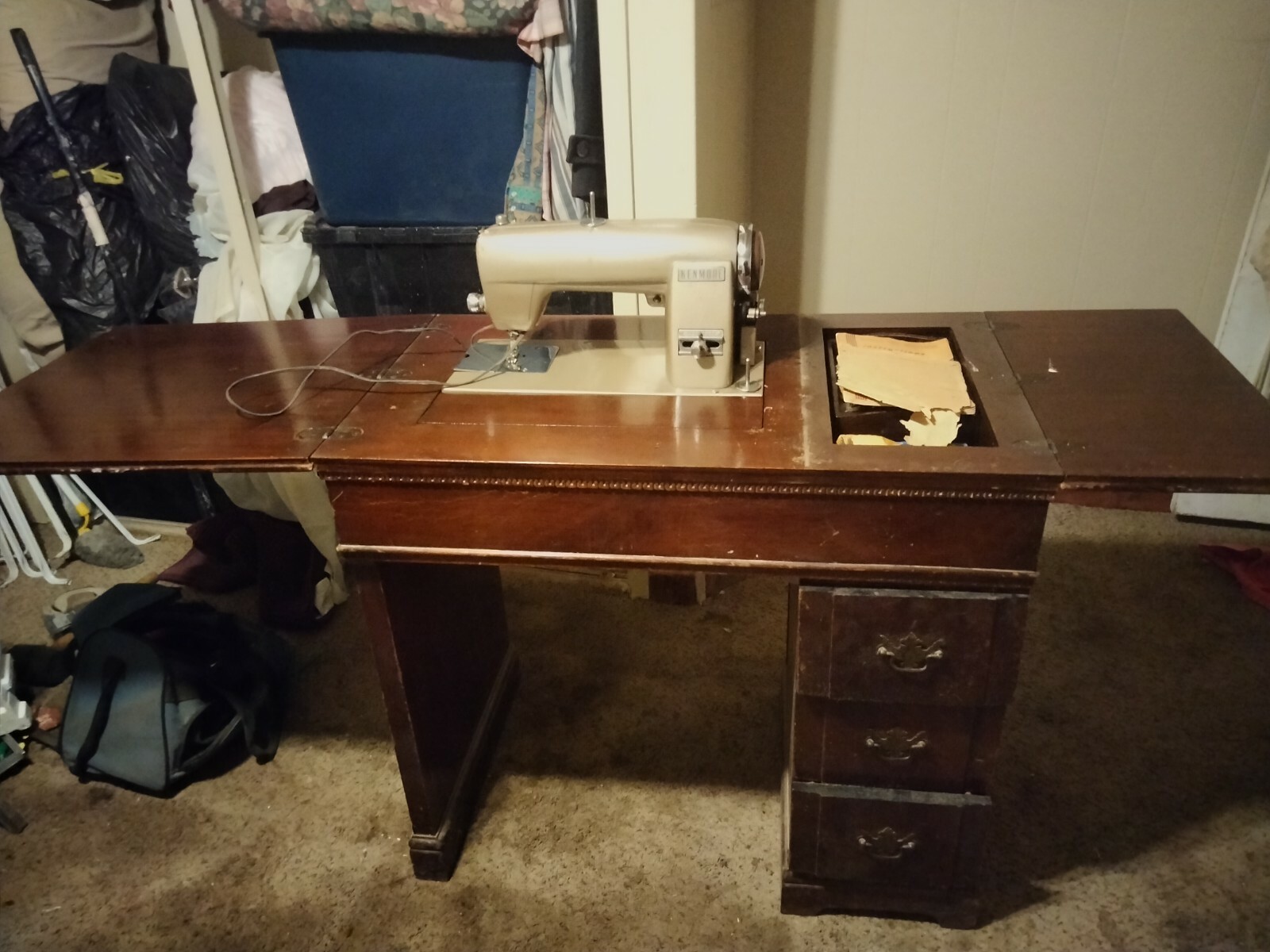 Sears Kenmore 117-552 1954 Rotary Sewing Machine in Mahogany cabinet ...