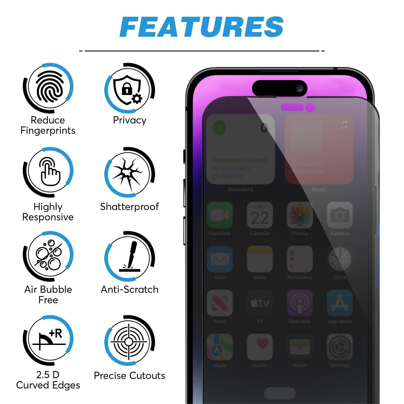 Privacy Tempered Glass Screen Protector for iPhone 17 16 15 14 12 X Pro Max Plus | eBay UK