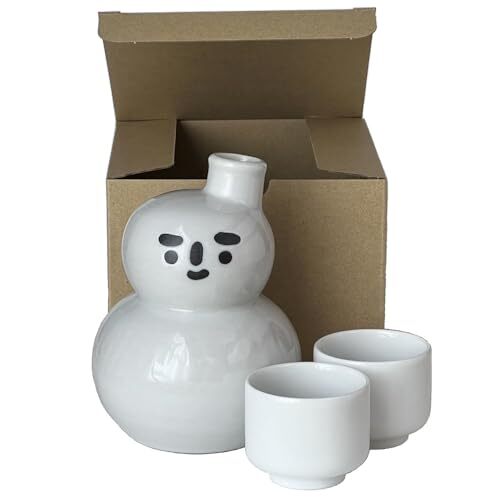 Landscape.com Snowman Sake Set Hot Sake Tokkuri 350ml Janome Guinomi 2 ...