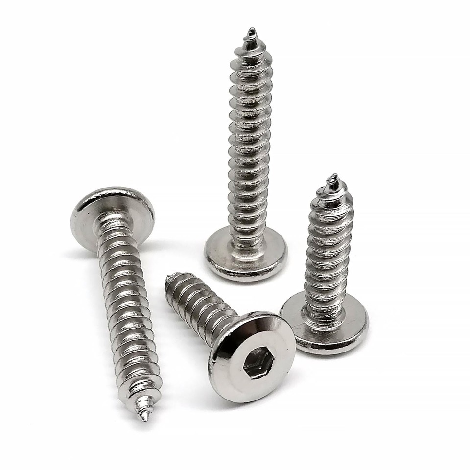 M2-M6 SUS304 Allen Hex Socket Flat Thin Large Big Head Self Tapping ...