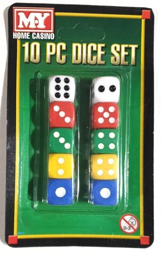 New Coloured Dice 10pc Dice Set 6 Sided Dice Game Board Dice Family Fun ...